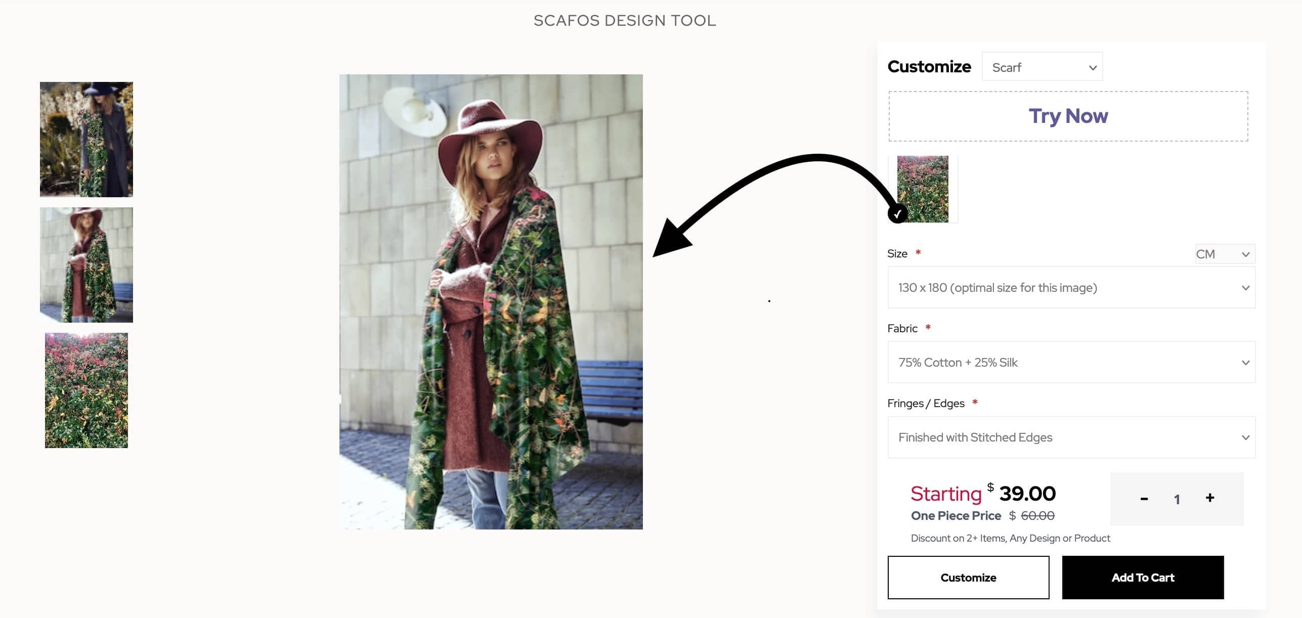 Create unique, custom scarves or other products.